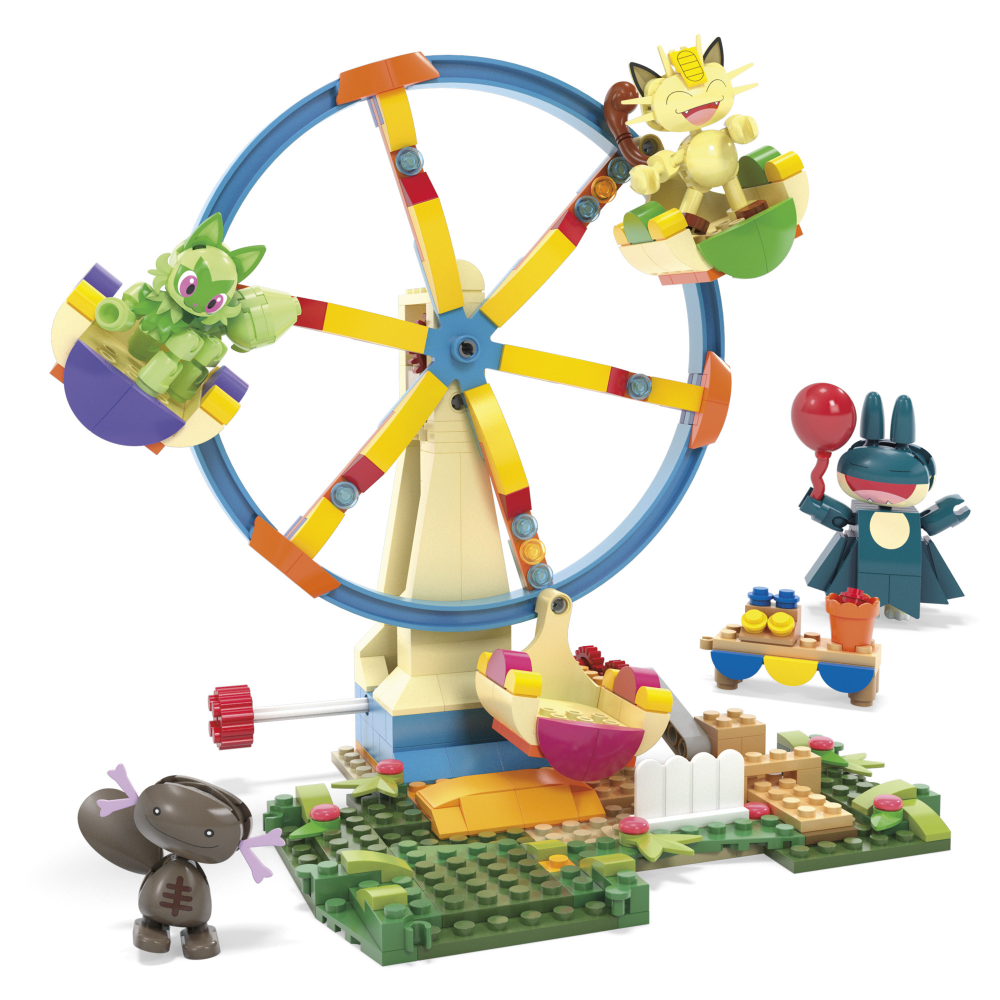 MEGA Pokémon Ferris Wheel Fun Building Toy Kit with 4 Action Figures ...